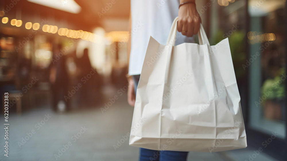 Sustainable Lifestyle: someone using a reusable bag while shopping ...