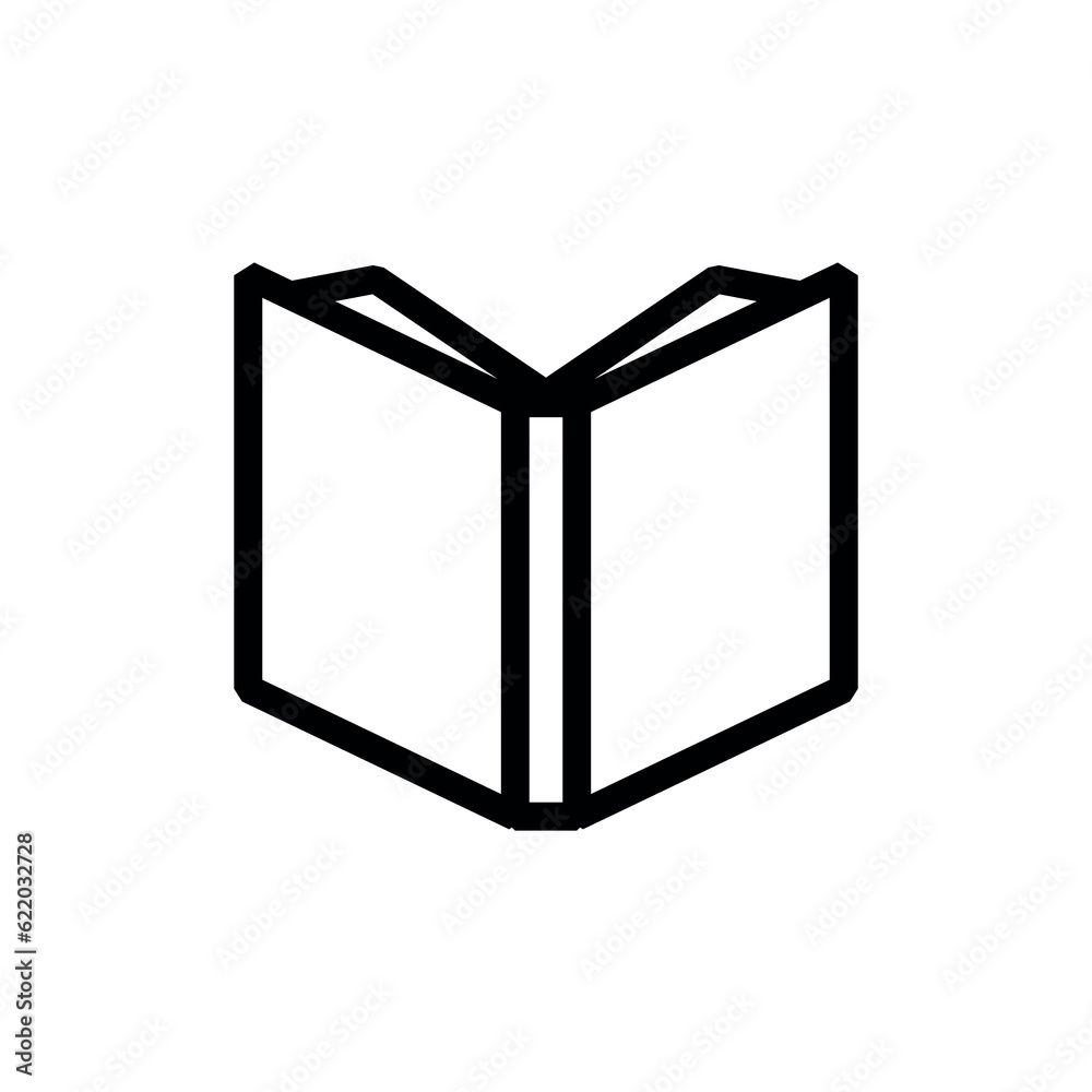 Open book icon. Symbol of knowledge and library. Pictogram of study ...