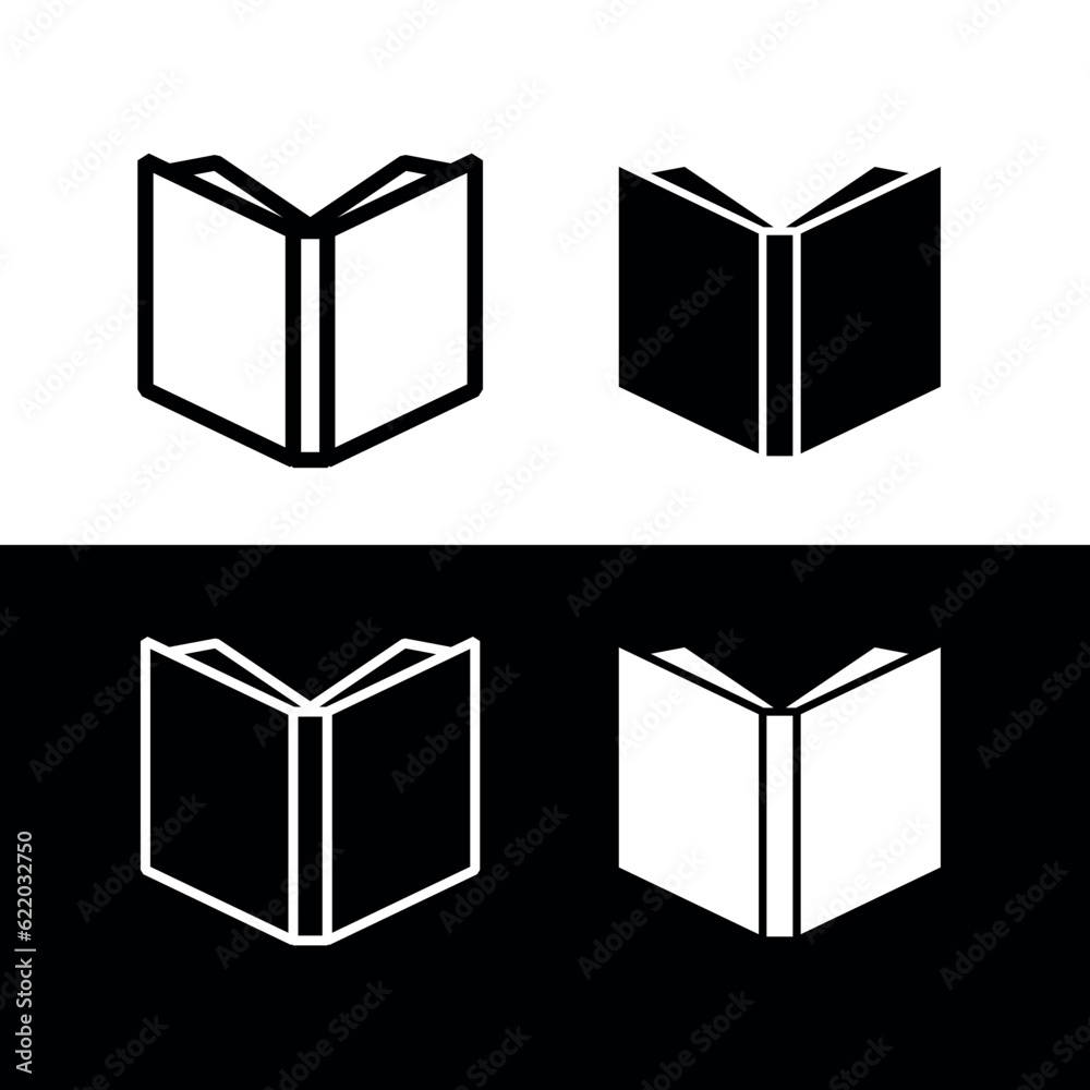Open book icon. Symbol of knowledge and library. Pictogram of study ...