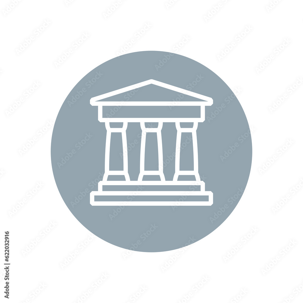Ancient Greek temple icon. Symbol of history and museum. Building or ...