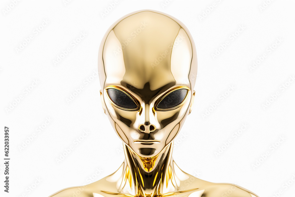gold alien on white background Generative AI Stock Illustration | Adobe ...