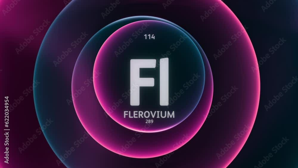 Flerovium as Element 114 of the Periodic Table. Concept animation on ...