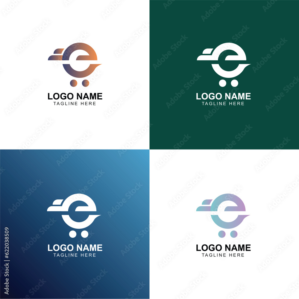 E letter Free vector set of e-commerce logo templates Stock Vector ...