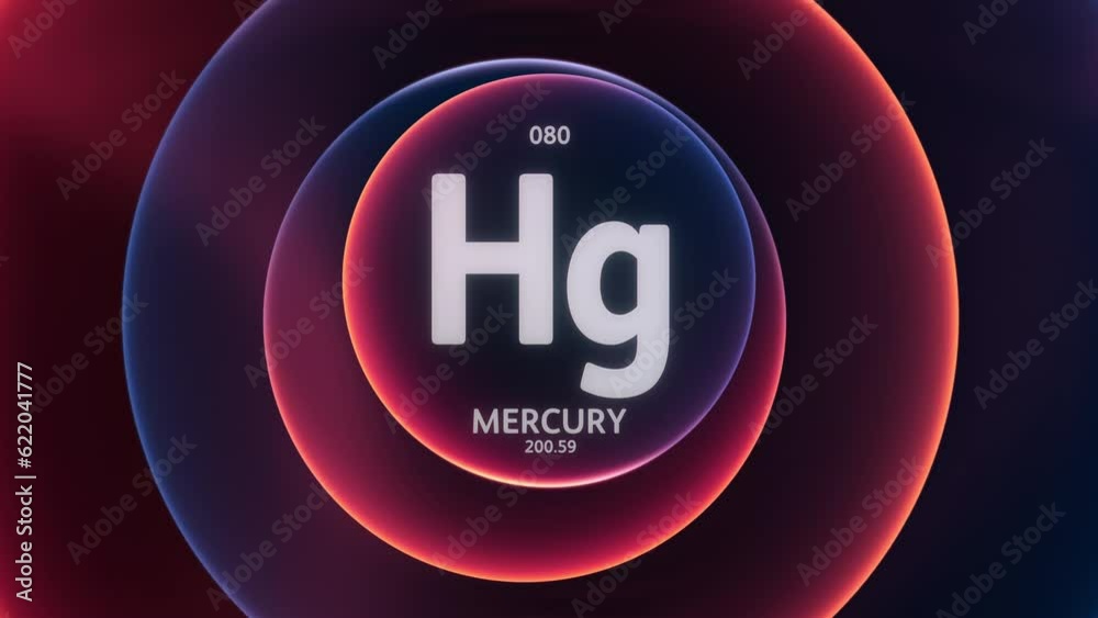 Mercury as Element 80 of the Periodic Table. Concept animation on ...