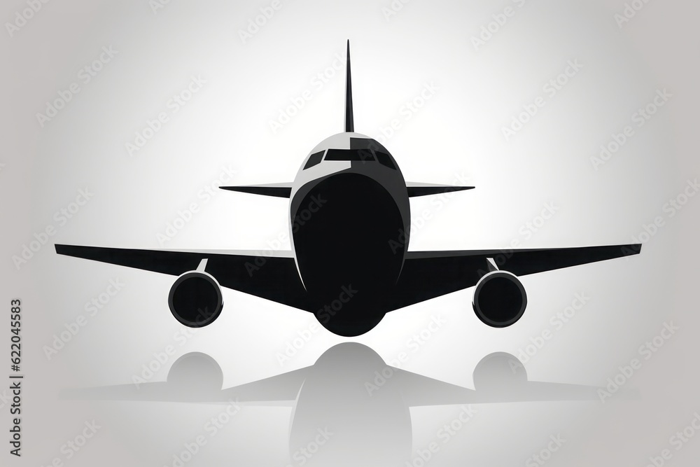 airplane Logo in the sky, Black Logo of a Modern Plane on a White ...