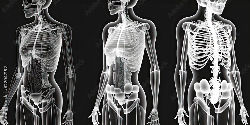 X-ray of human body: An image of the human body, including bones and ...