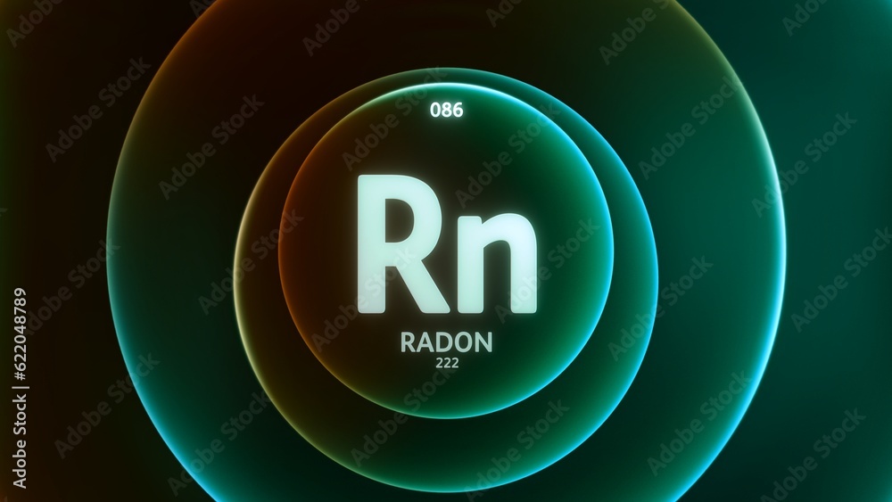 Radon as Element 86 of the Periodic Table. Concept illustration on ...