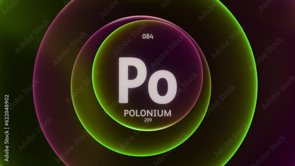 Polonium as Element 84 of the Periodic Table. Concept animation on ...