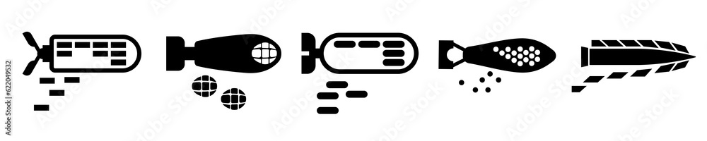 Cluster munitions spreading smaller explosive parts. Different cluster ...