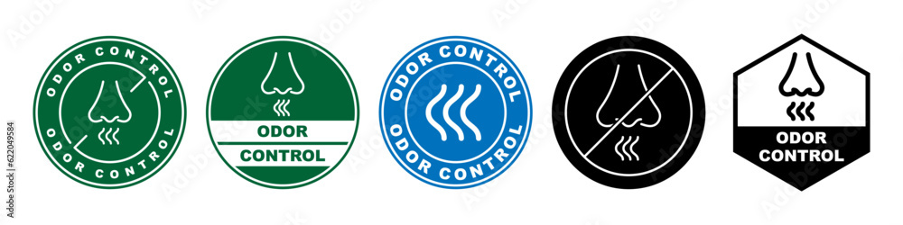 Odor Control - Vector Labels. Smell Control Signs Collection. Stock ...