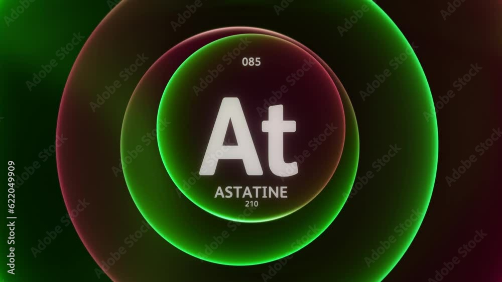 Astatine as Element 85 of the Periodic Table. Concept animation on ...