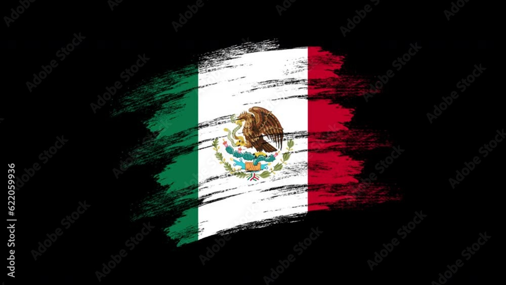 4K Paint Brush Mexico Flag with Alpha Channel. Waving Brushed Mexican ...