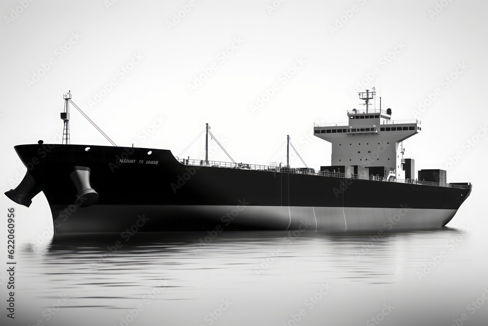 black cargo ship in the sea, Black Symbol of a Modern Cargo Ship on a ...
