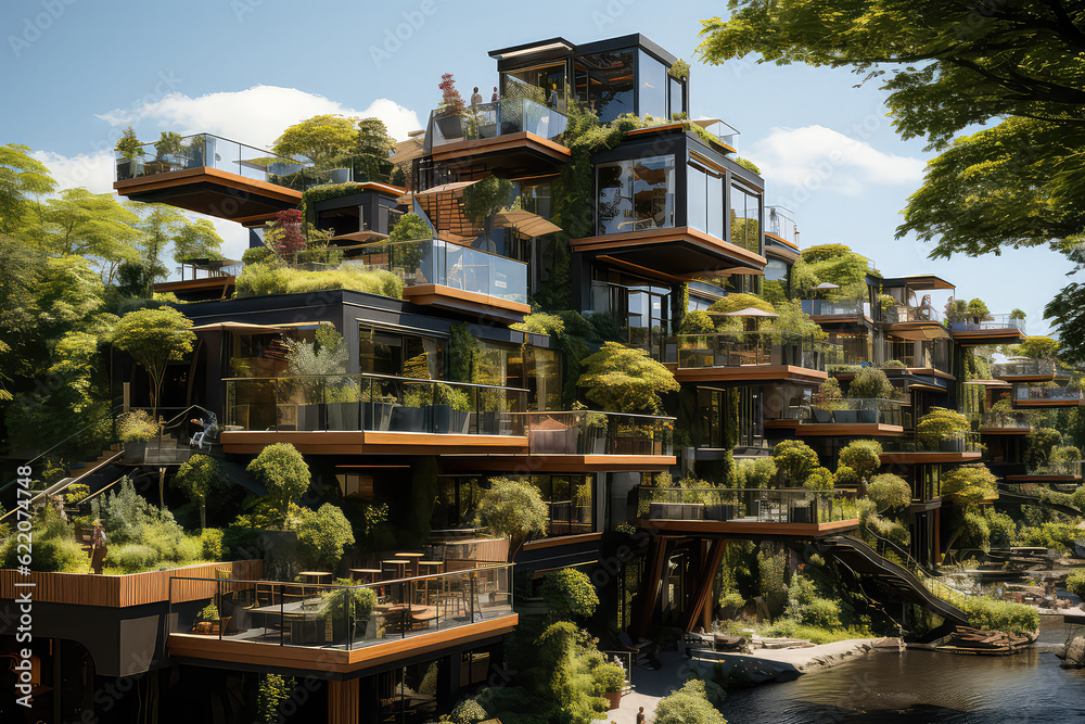 Innovative architecture blending nature and modern design, harmonizing ...