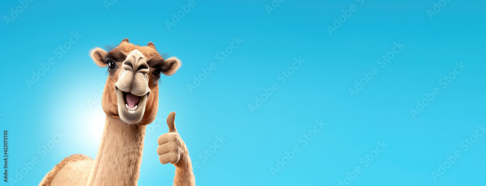 Cute funny camel, smiling, showing approving thumbs up to appreciate ...