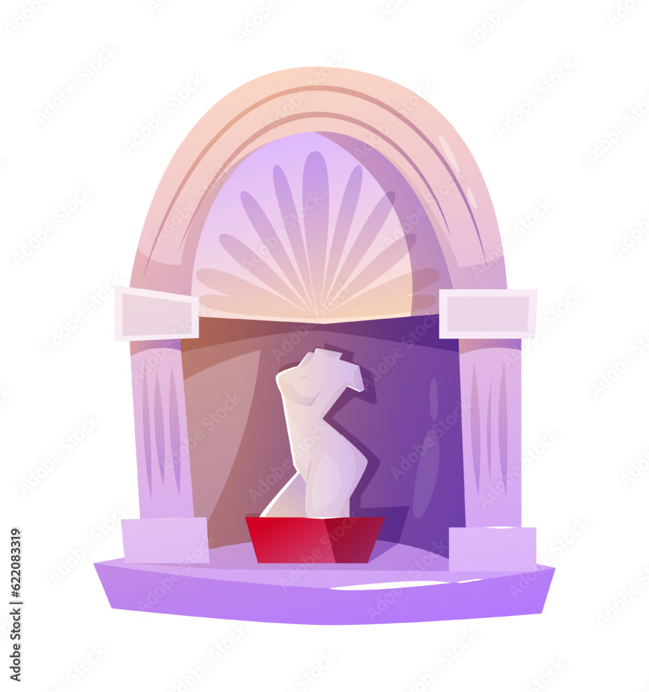 Historical museum element. Ancient Roman or Greek exhibit with marble ...
