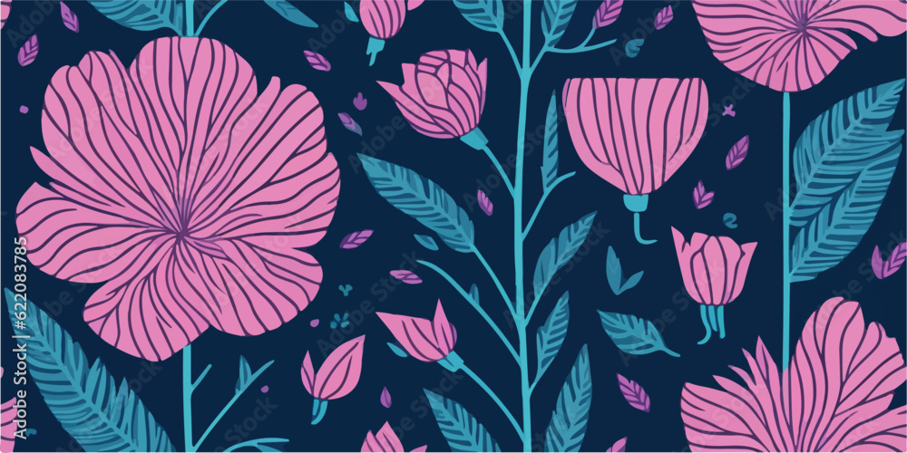 Bold and Beautiful: Vector Illustration of Pink Roses Pattern for ...