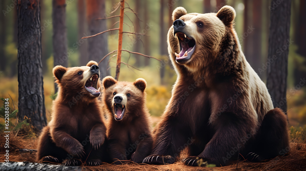 Wildlife animals bears - Collection of standing, sitting, screaming ...