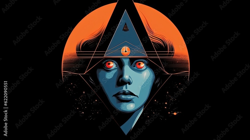 Surreal movie poster. Illuminati priestess. Sci-fi. In style of vector ...
