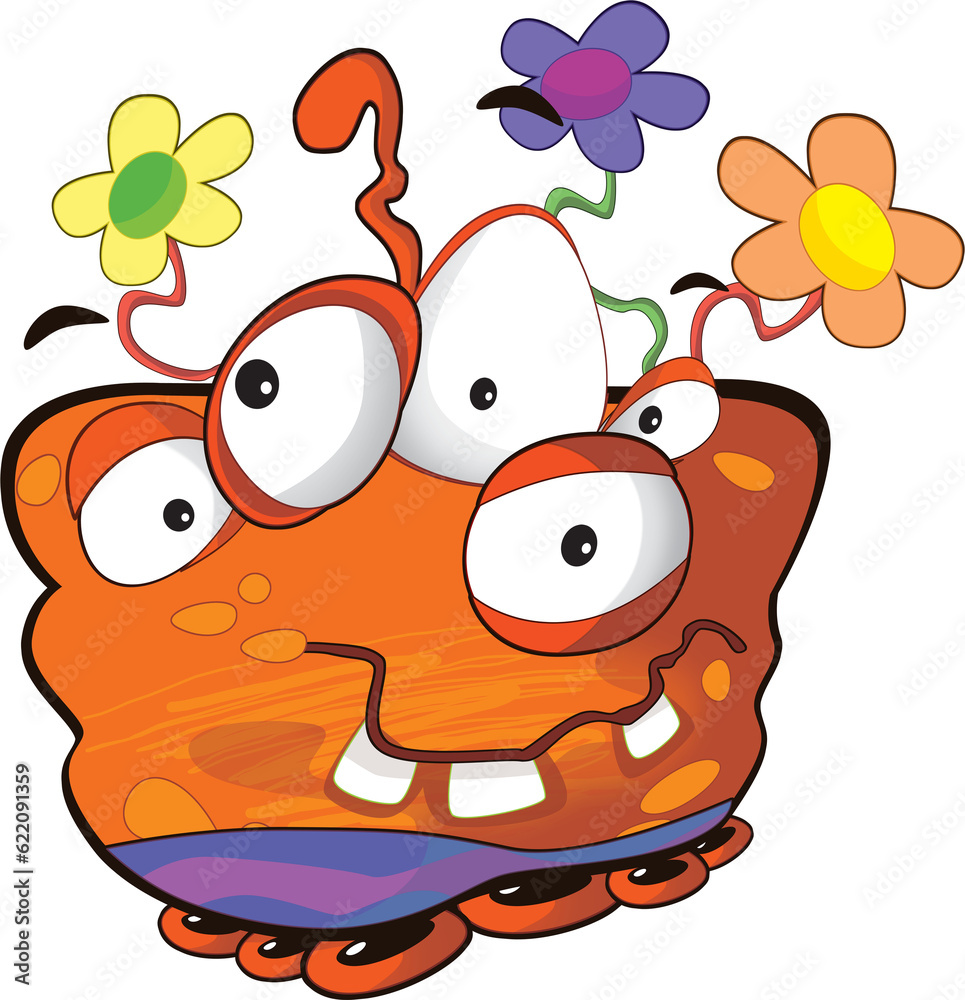 cartoon scene with some funny looking alien isolated illustration for ...