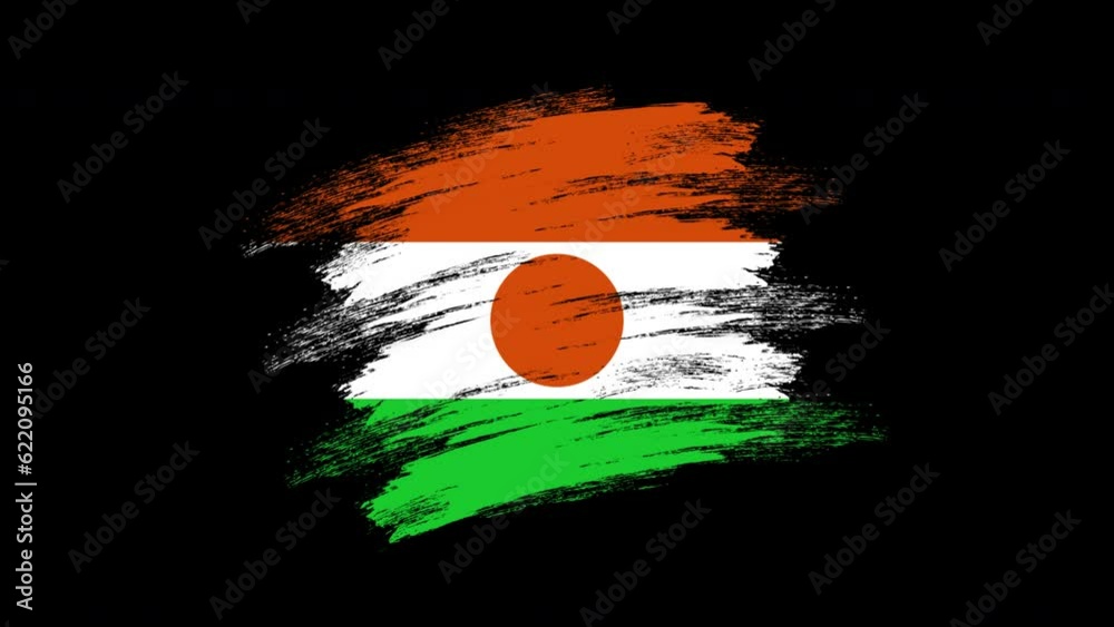 4K Paint Brush Niger Flag with Alpha Channel. Waving Brushed Nigerien ...