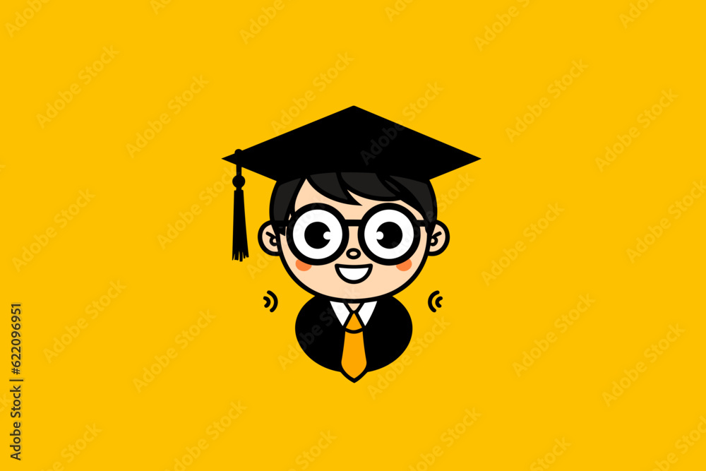 Doodle inspired Graduation Candidate, cartoon sticker, sketch, vector ...