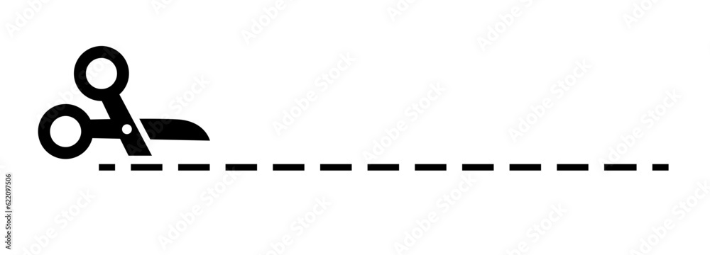 Scissors, trim line icon, instruction. Cut here symbol. Stock Vector ...