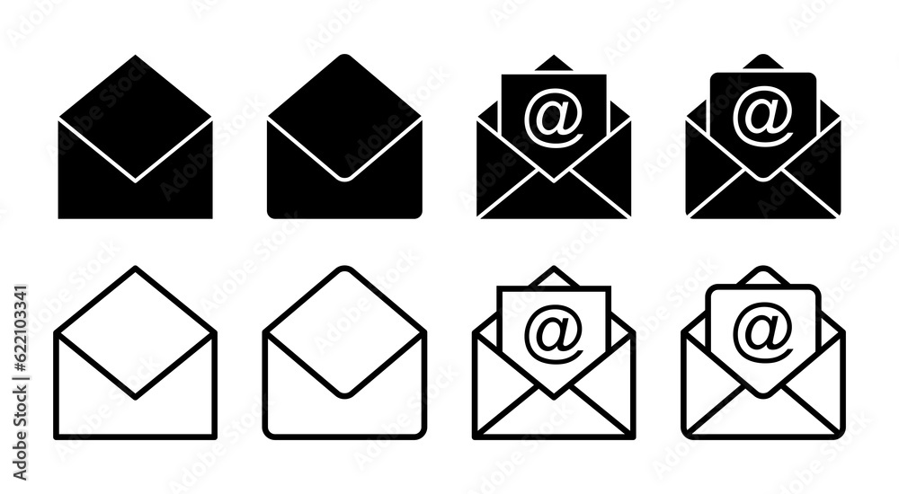 Mail icon set illustration. email sign and symbol. E-mail icon ...