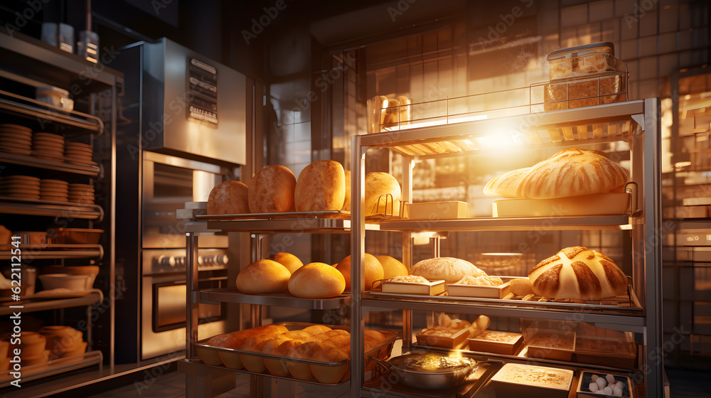 Commercial; professional bakery kitchen and stainless steel convection ...