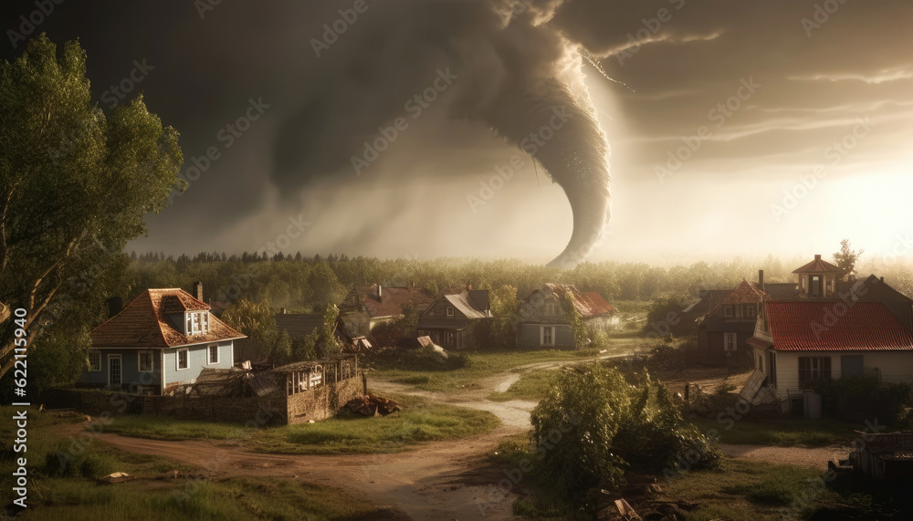 Storm of Destruction Witnessing the Cyclone's Menacing Funnel and House ...
