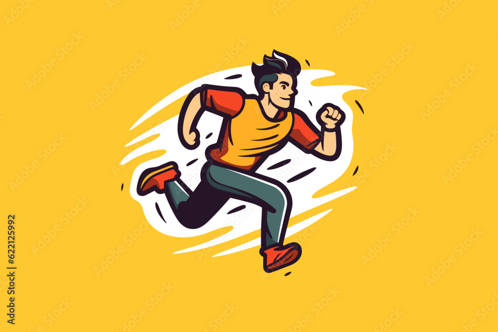 Doodle inspired Running influencer, cartoon sticker, sketch, vector ...
