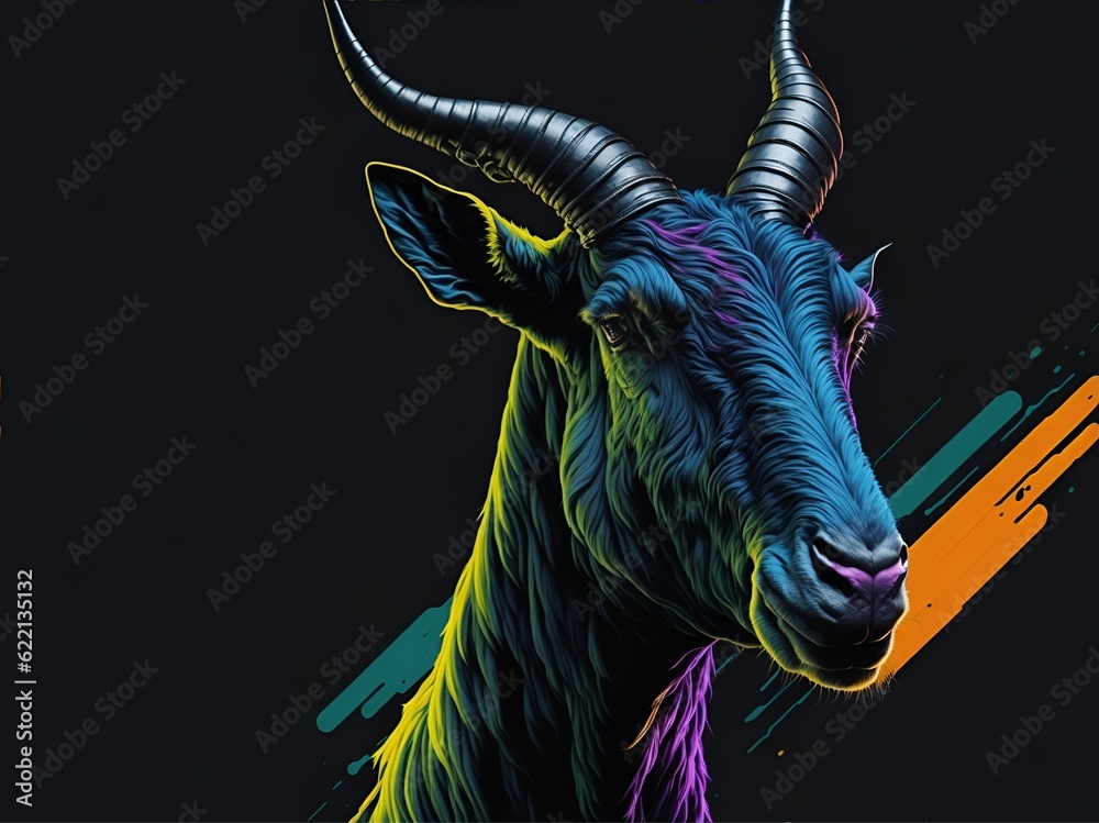 Goat abstract wallpaper. Contrast background in vivid colors. Ai ...