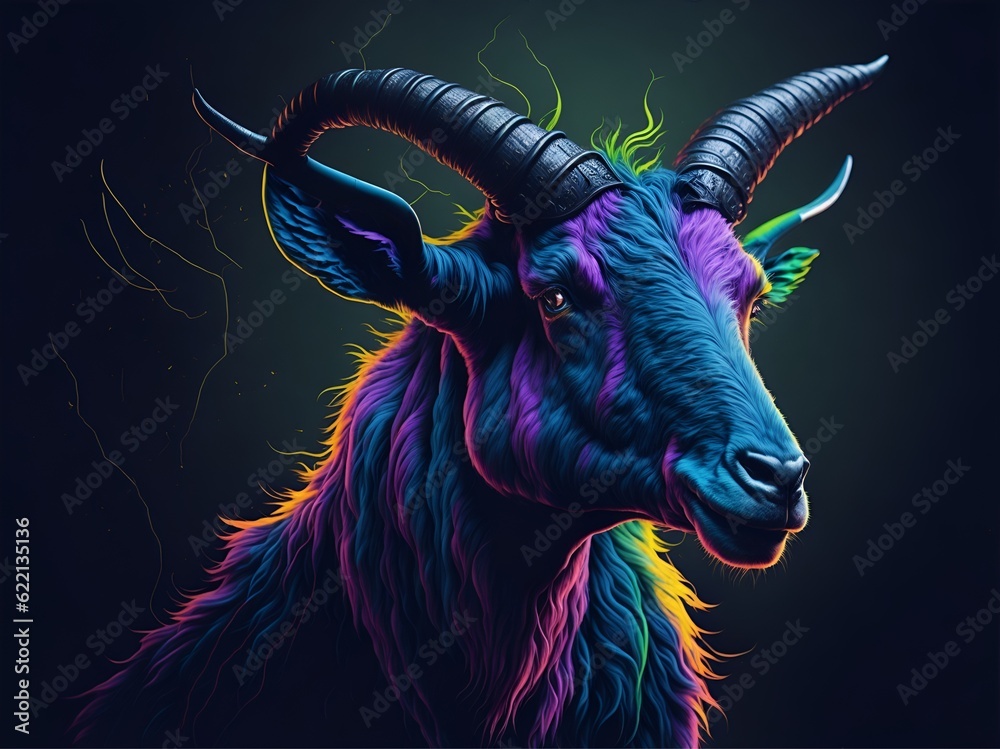 Goat abstract wallpaper. Contrast background in vivid colors. Ai ...