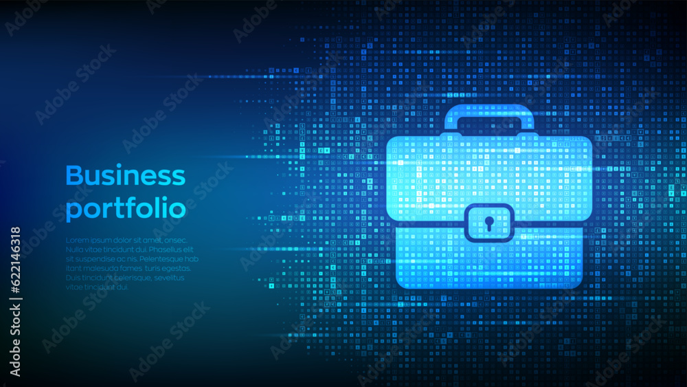 Business portfolio icon made with currency symbols. Briefcase symbol ...