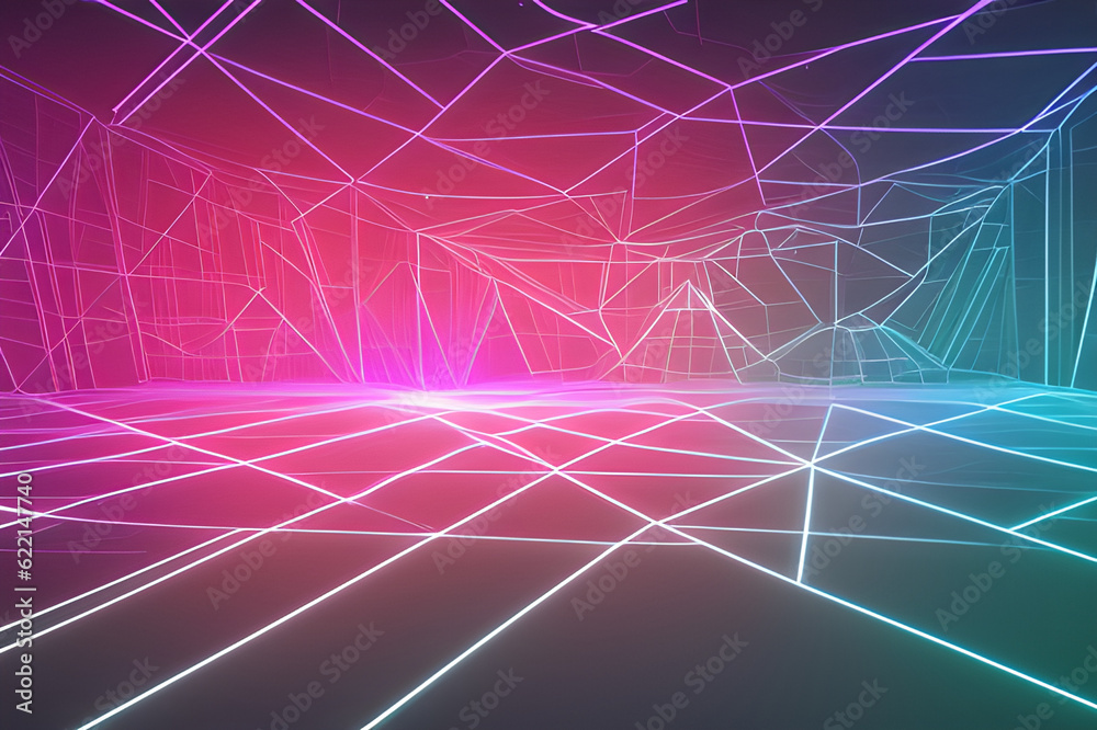 3d technology abstract neon light background, empty space scene ...