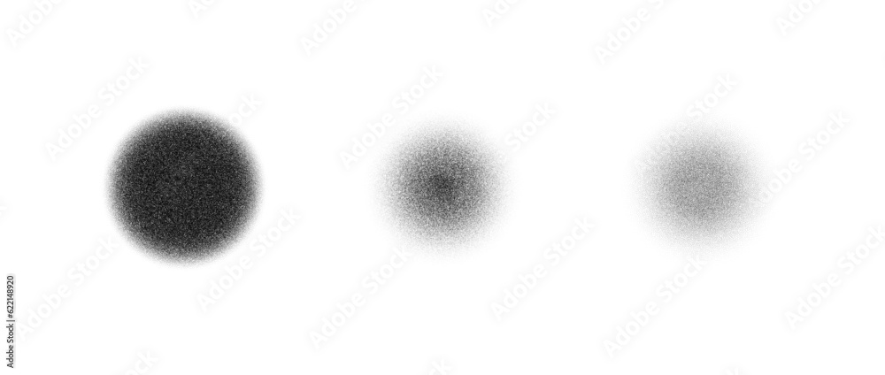 Stippled texture circle set. Black dotted round element collection ...