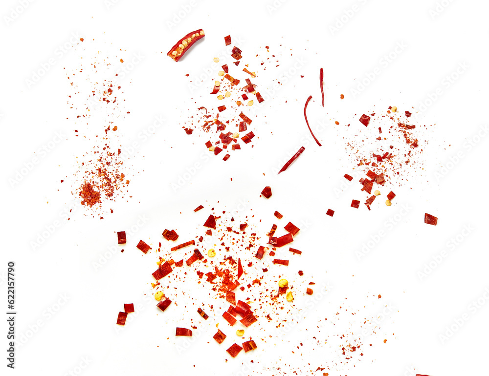 Red chilli flakes, Hot crushed red cayenne pepper flakes scattered over ...