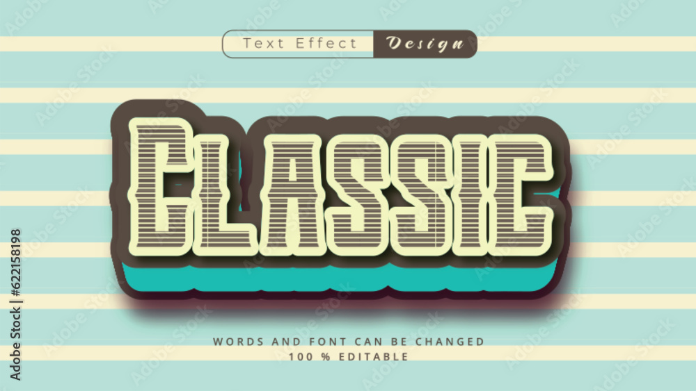Retro vibe vintage bold 3D editable text effect. Vintage classic text ...