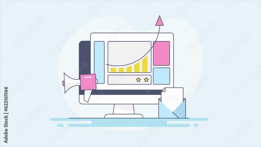 Marketing kpi and data analysis management dashboard on computer screen ...