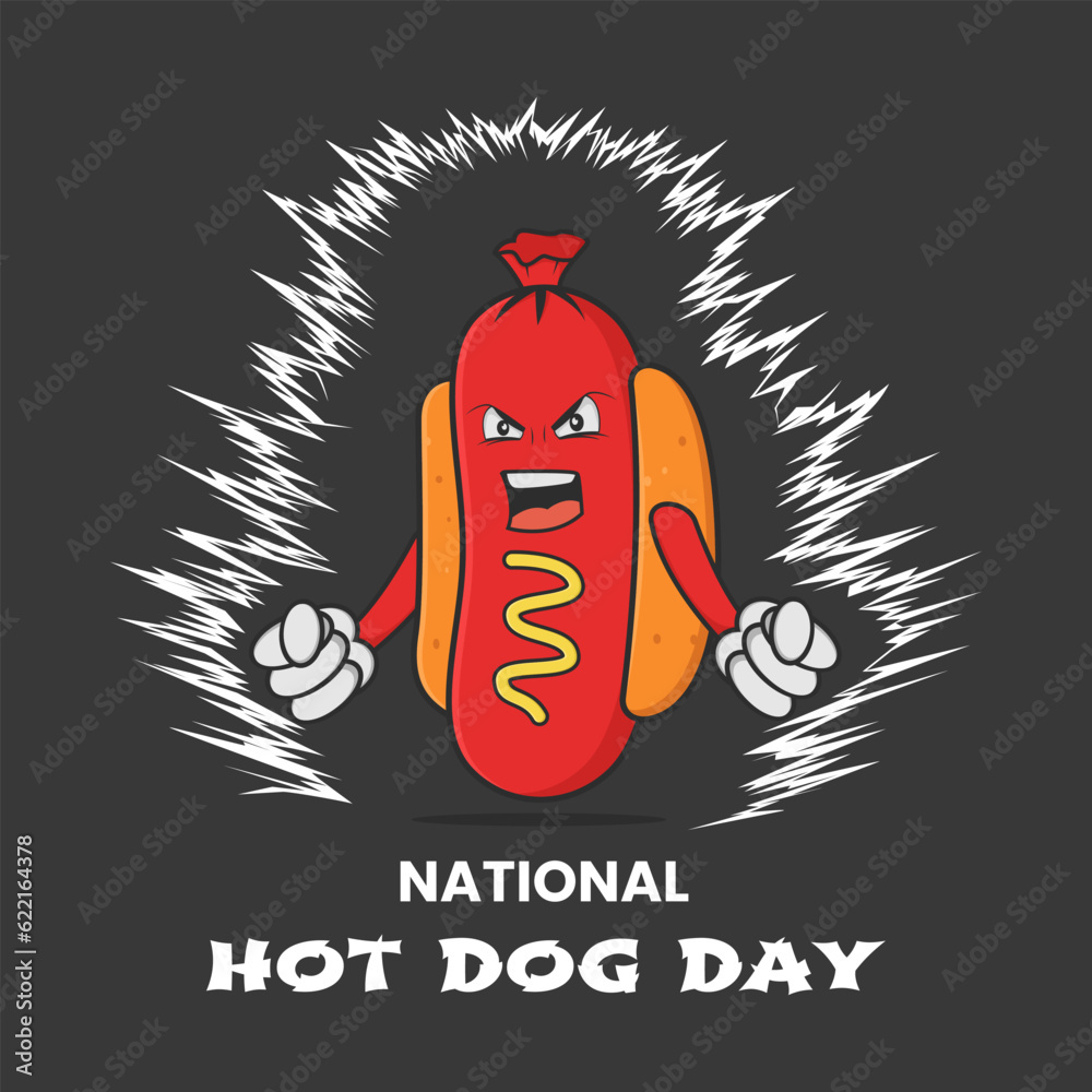 Vector graphic of super sausage hot dog cartoon anime style suitable ...