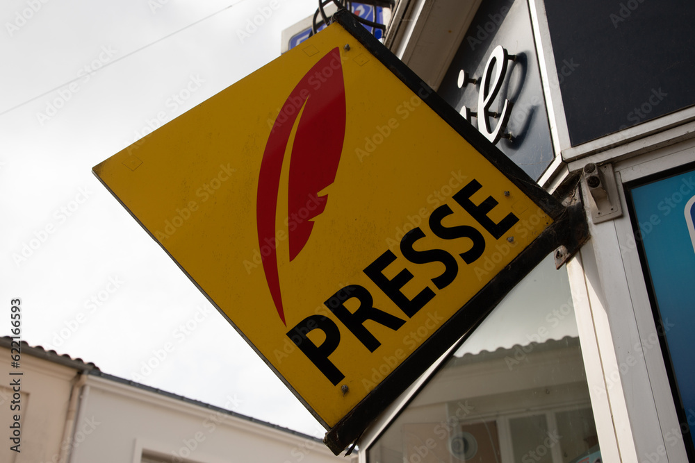 presse french shop sign brand and logo text on wall facade press ...