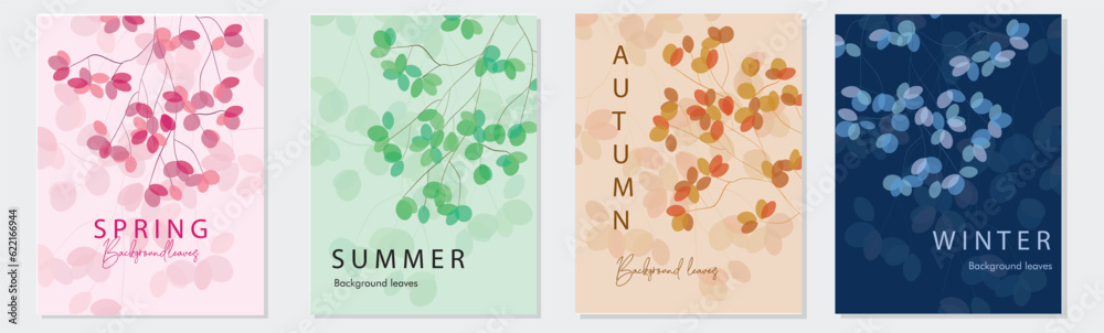 Four seasons are summer, autumn, winter, spring. simple and cute vector ...