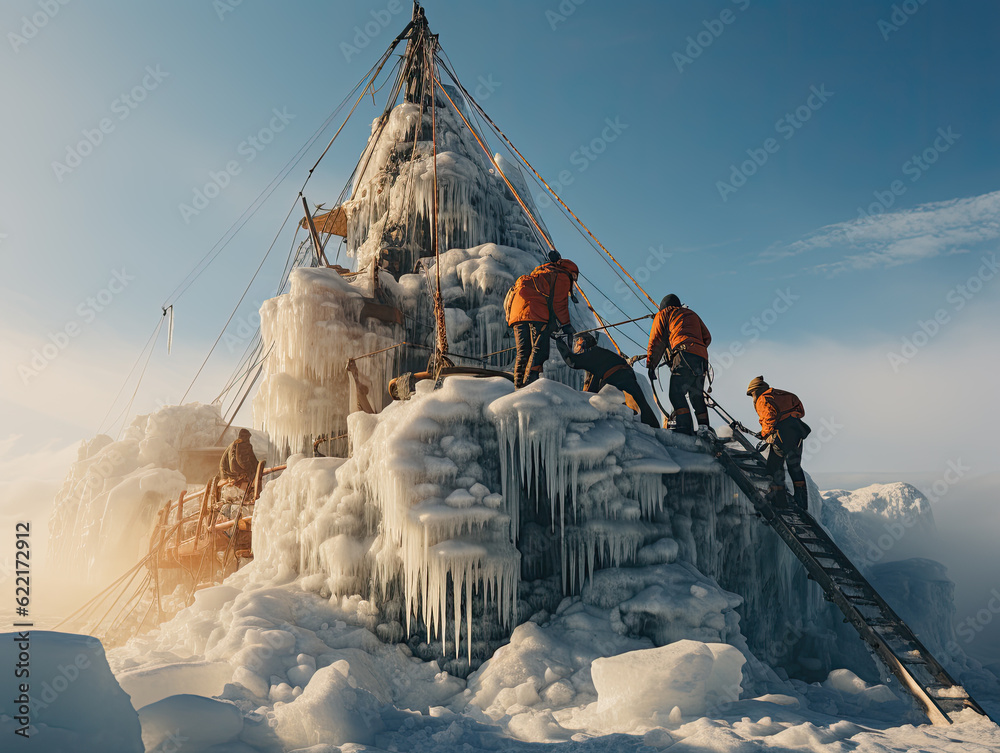 Braving the mountain's snowy expanse, climbers bound together by ropes ...