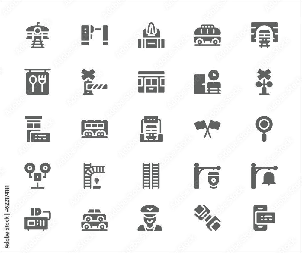 Rail transport Icons, Monoline concept The icons. Land Transport Icons ...