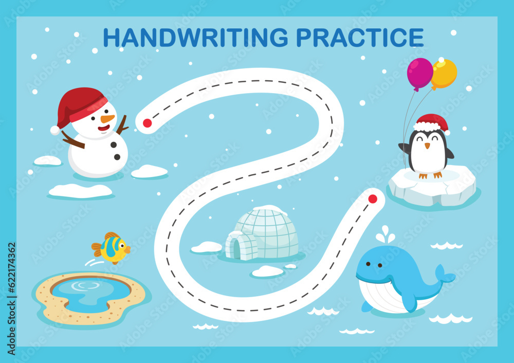 Poster Handwriting practice sheet illustration vector – Wall Art ...