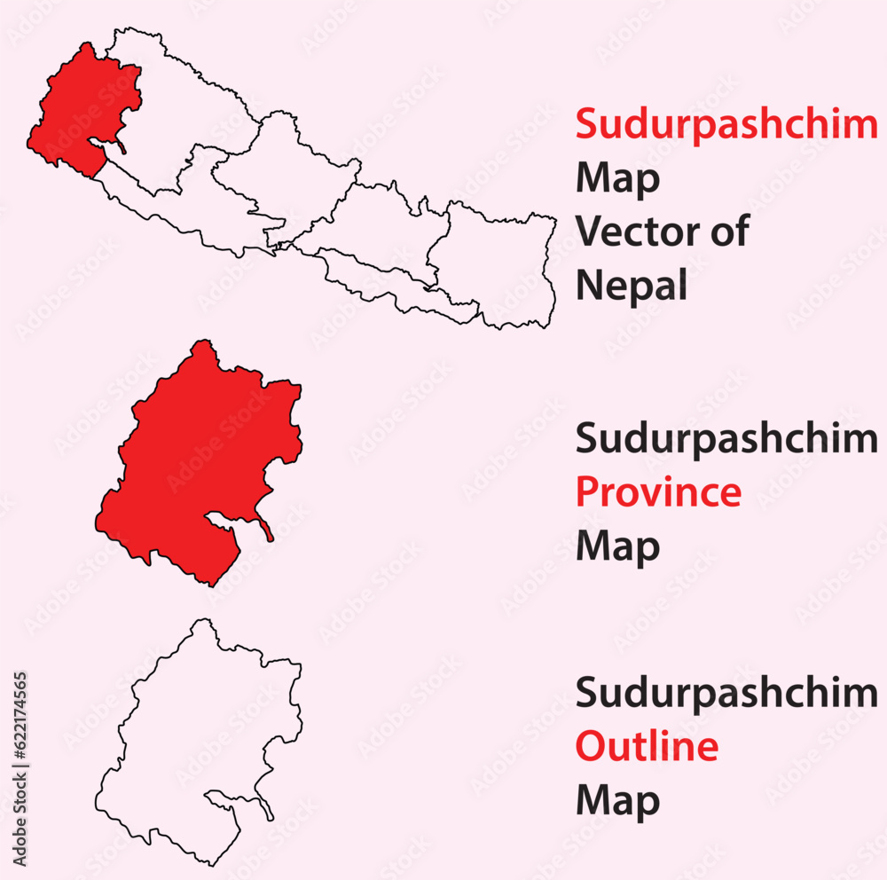 Sudurpashchim map vector of nepal, Sudurpashchim province of nepal ...