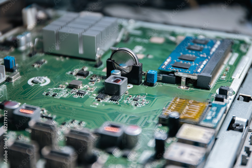 CMOS backup battery CR2032,Pci-express,SATA Port, circuit on a modern ...