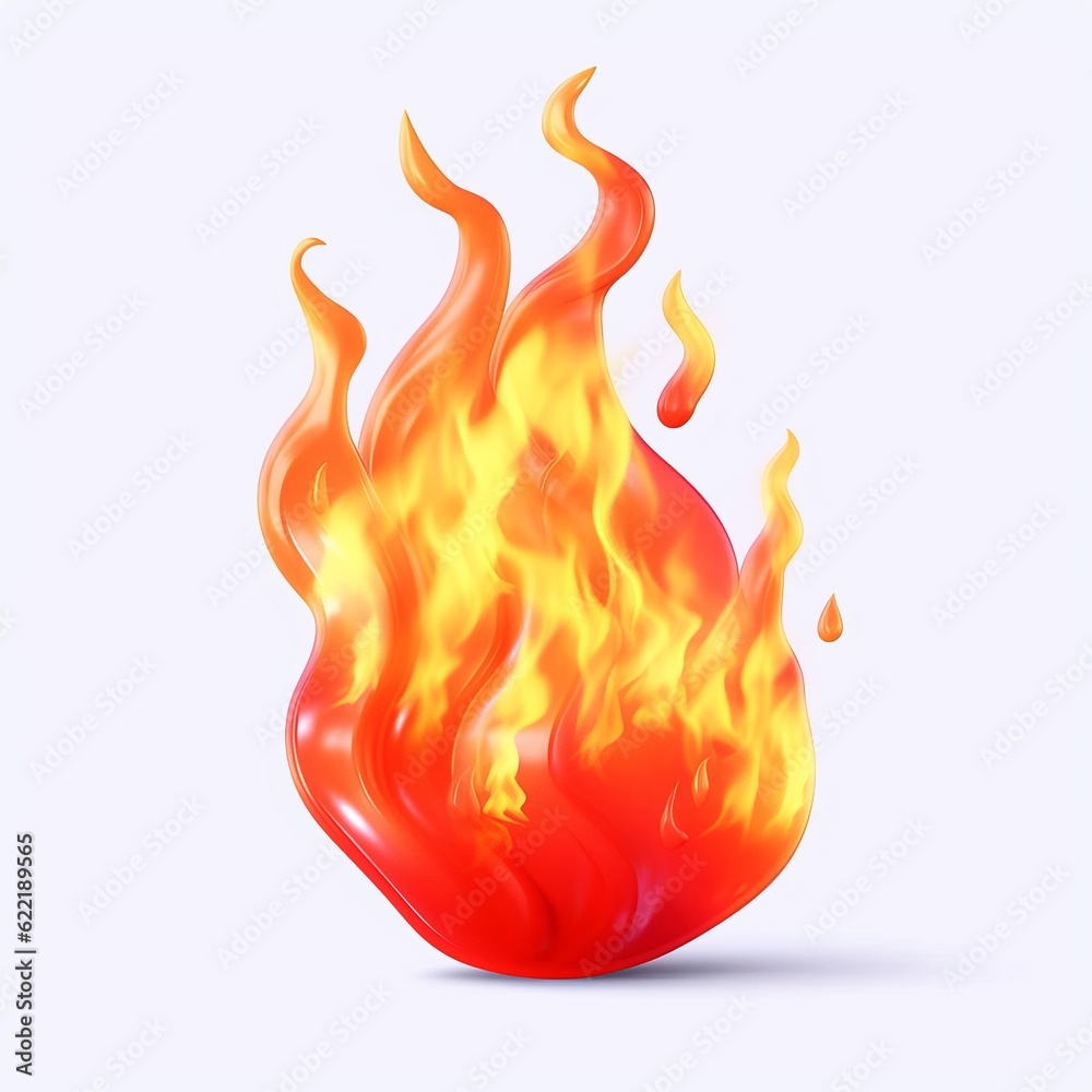 3d fire flame icon with burning red hot sparks isolated on white ...