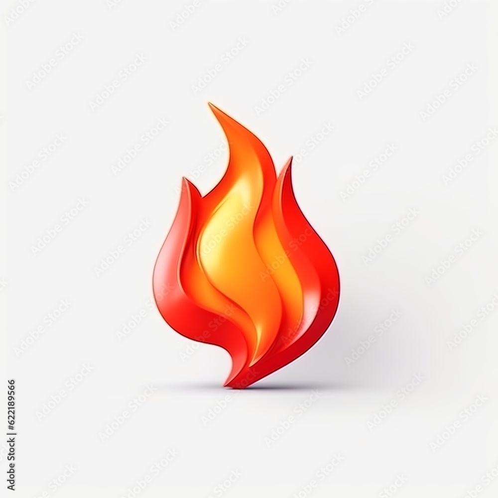 3d fire flame icon with burning red hot sparks isolated on white ...