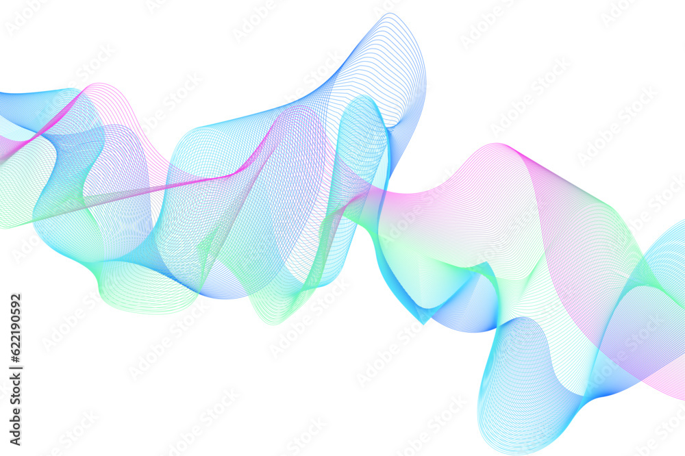 Abstract colorful blue, pink blend wave lines and technology background ...